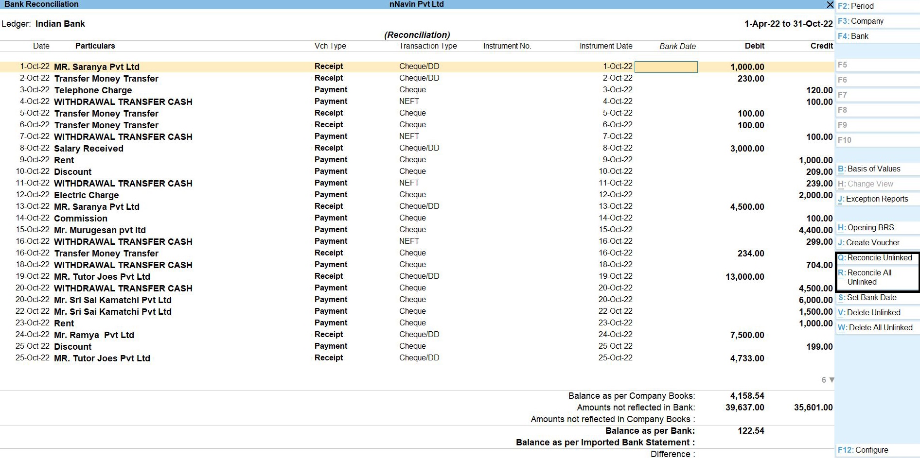 Example Bank Reconciliation Statement Tally Prime In Tamil Example Bank Reconciliation Statement Tally Prime In Tamil