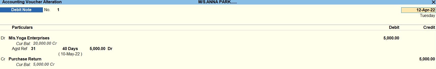 Example Voucher SUM Tally Prime in Tamil